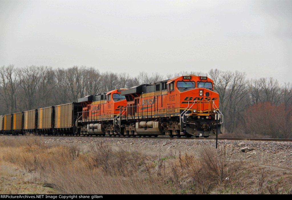 BNSF 6120 slows for a Meet.